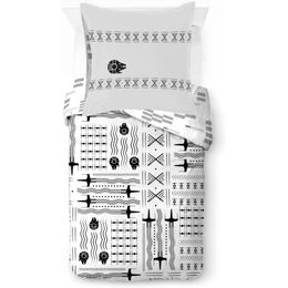 Kinderbettw&auml;sche Star Wars "Star Wars Patterned Check", wei&szlig;, B/L: 135cm x 200cm, 1 Stk., 1 Stk., Linon, B/L: 80cm x 80cm, 2, Linon, Obermaterial: 100% Baumwolle, Bettw&auml;sche, 100% Baumwolle