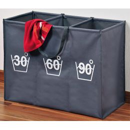 W&auml;schesortierer Kesper "mit 3er Einteilung", grau, B:75cm H:60cm T:35cm, Polyester, W&auml;schesammler, W&auml;schesortierer, mit beidseitigem Aufdruck
