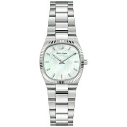 Quarzuhr Bulova "Super Seville", silber (silberfarben, perlmuttfarben), Armbanduhren, Damen, Quarzuhr, Armbanduhr, Damenuhr, Edelstahlarmband, analog