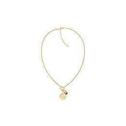 Kette mit Anh&auml;nger Tommy Hilfiger "CHARMS", gelbgoldfarben, rot, blau, wei&szlig;, Halsketten, Damen, Edelstahl, L: 45,5 B: 3mm, B:3mm