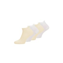 Kurzsocken Tamaris "4er Pack", Damen, Gr. 35-38, lemon, wei&szlig;, 72% Baumwolle, 28% Polyamid, uni, Socken, 4er Pack, gek&auml;mmte Baumwolle f&uuml;r weiches Tragegef&uuml;hl