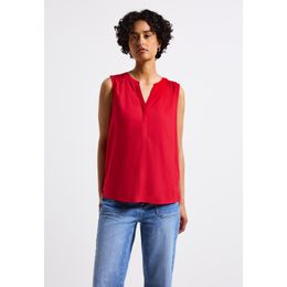 Blusentop Street One, Damen, Gr. 46, rot (glory rot), Stoff, 100% Viskose, unifarben, normal normal, Rundhals, abgesteppt, Blusen Blusentop, im lockeren Schnitt