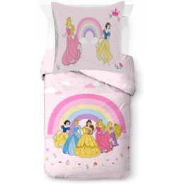 Kinderbettw&auml;sche Disney "Disney Princess Rainbow", bunt, B/L: 135cm x 200cm, 1 Stk., 1 Stk., Linon, B/L: 80cm x 80cm, 2, Linon, Obermaterial: 100% Baumwolle, Bettw&auml;sche, 100% Baumwolle