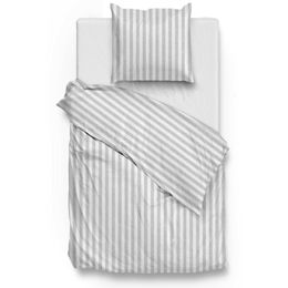 Bettw&auml;sche ZO HOME "Banda-di-Lino", grau (dove, grau), B/L: 135cm x 200cm, 1 Stk., 1 Stk., Renforc&eacute;, B/L: 80cm x 80cm, 2 Stk., Renforc&eacute;, Obermaterial: 100% Baumwolle, Bettw&auml;sche, Bettw&auml;sche, Bettw&auml;sche aus 100% Baumwolle, hochwertiges Renforc&eacute;