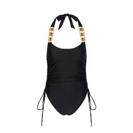 Badeanzug MODA MINX "Boujee", Damen, Gr. XS, schwarz, 100% Polyester, unifarben, Badeanz&uuml;ge Badeanzug, mit funkelndem Steinbesatz