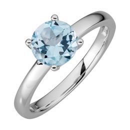 Fingerring OROLINO "Gold 585 mit Blautopas (beh.) Sky blue" Gr. 58, wei&szlig;, Fingerringe, Damen, 058 (18,5), Gold, Fingerring