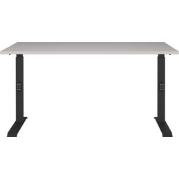 Schreibtisch Germania "Downey", beige (kaschmir, schwarz, schwarz, kaschmir), B:140cm H:91cm T:80cm, Tische, Schreibtisch, h&ouml;henverstellbar von 68-91 cm, verf&uuml;gbar in verschiedenen Breiten