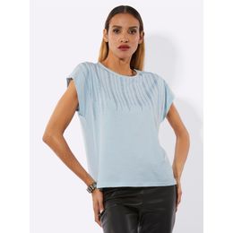 CR&Eacute;ATION L Rundhalsshirt CREATION L "Rundhals-Shirt", Damen, Gr. 46, hellblau, 95% Viskose, 5% Elasthan, unifarben, Rundhals, Shirts Rundhalsshirt