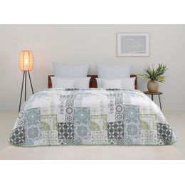 Tagesdecke OTTO HOME "Sofia", gr&uuml;n, B:240cm L:250cm, Mischgewebe, Tagesdecken, Tagesdecke in Patchwork-Design, f&uuml;r Kinder und Erwachsene