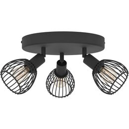 Eglo Deckenleuchte "Sonnino Deckenlampe 3-fach, schwenkbare Spots, Metall, Deckenspot, E14", schwarz, 3, &Oslash; 25cm H: 18,5cm, 1 Stk., Leuchten, Spot - H18,5 x &Oslash;25 cm - schwarz - 3X40W exkl., Deckenleuchte