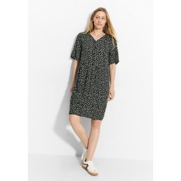 Sommerkleid Cecil, Damen, Gr. XS (36), US-Gr&ouml;&szlig;en, schwarz, Stoff, 100% Viskose, bedruckt, gerade knielang, V-Ausschnitt, B&uuml;ndchen, Kleider Sommerkleid, aus Viskose