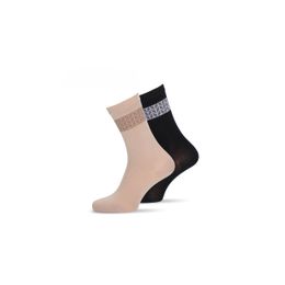 Socken Tamaris "2er Pack", Damen, Gr. 35-38, bunt (schwarz, sand), 66% Modal, 33% Polyamid, 1% Elasthan, uni, Socken Socken, 2er Pack, verst&auml;rkte Ferse und Spitze f&uuml;r l&auml;ngere Haltbarkeit