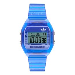 Digitaluhr adidas originals "DIGITAL TWO CRYSTAL", blau (transparent), Armbanduhren, Damen, Digitaluhr, Quarzuhr, Armbanduhr, Herrenuhr, Damenuhr, Resinarmband