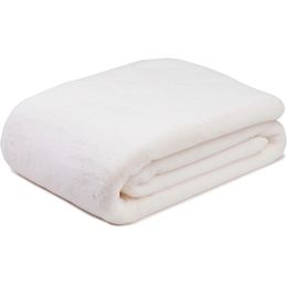 G&ouml;zze Wohndecke G&Ouml;ZZE "Merino Wendewohndecke", wei&szlig; (wollwei&szlig;), B:220cm L:240cm, Polyester, Wohndecken, Wohndecke, kuschelig weich