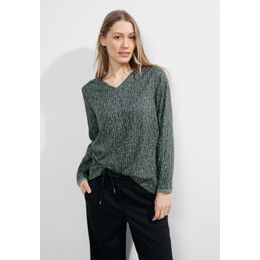 Langarmbluse Cecil, Damen, Gr. XXL (46), gr&uuml;n (strong khaki), Stoff, 100% Viskose, gemustert, gerade h&uuml;ftlang, V-Ausschnitt, B&uuml;ndchen, Blusen, aus softer Viskose