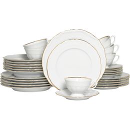 Kombiservice Creatable "Maria Theresia, Kombi-Service 30-tlg", gold (wei&szlig;, goldfarben), 30 Stk., Porzellan, Geschirr-Sets, Kombiservice, Traditionelle Porzellanform