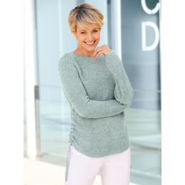 Rundhalspullover Classic Basics "Pullover", Damen, Gr. 46, gr&uuml;n (jade, ecru, meliert), 100% Polyacryl, unifarben, Pullover Rundhalspullover