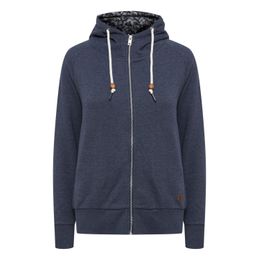 Kapuzensweatjacke oxmo "Kapuzensweatjacke OXUlla", Damen, Gr. XS, blau (total eclipse melange), Obermaterial: 60% Baumwolle CO. 40% Polyester PES., Sweatjacken