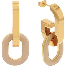 JOOP! Paar Ohrstecker JOOP "2038024", beige (gelbgoldfarben, beige), Ohrringe, Damen, Edelstahl, mit Emaille - Einh&auml;nger abnehmbar
