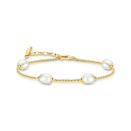 Perlenarmband Thomas Sabo "Natural Beauty Armband fein, Bold Elegance" Gr. 19, gold (gelbgoldfarben, wei&szlig;), Armb&auml;nder, Damen, 19, Perlen Silber 925 (recycelt), Perlen, Silber 925 (recycelt), Perlenarmband, mit S&uuml;&szlig;wasserzuchtperle