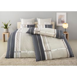 Bettw&auml;sche OTTO HOME "Golfi in Gr. 135x200 oder 155x220 cm", grau (anthrazit), B/L: 135cm x 200cm, 1 Stk., 1 Stk., Linon, B/L: 80cm x 40cm, 2, Linon, Obermaterial: 100% Baumwolle, Bettw&auml;sche, Bettw&auml;sche, sportliche Streifen Bettw&auml;sche aus Baumwolle, Marke H.I.S by OTTO home