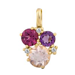Kettenanh&auml;nger OROLINO "585 Gold mit echten Steinen", gelb (gelb, rosa), Schmuckanh&auml;nger, Damen, one-size, 0,02 P1 = bei 10-facher Vergr&ouml;&szlig;erung erkennbare Einschl&uuml;sse, Gold, 0,7 g, Kettenanh&auml;nger