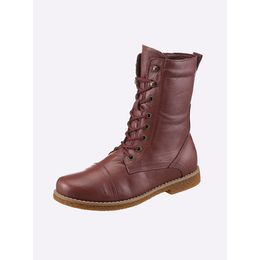 Schn&uuml;rstiefelette Andrea Conti, Damen, Gr. 37, rot (burgund), Glattleder, Leder, Rindsleder, Schuhe Schn&uuml;rstiefelette