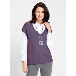 Pullunder Inspirationen "Pullunder", Damen, Gr. 46, lila (feige), 50% Viskose, 25% Polyester, 25% Polyamid, unifarben, Pullover Pullunder
