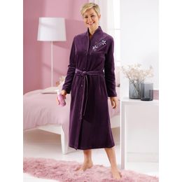 Morgenmantel Miss Ulrike, Damen, Gr. 40/42, lila (traube), Baumwoll-Mix, unifarben, Langform, Hausm&auml;ntel