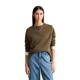 Marc O'Polo Sweatshirt MARC O'POLO DENIM "aus Organic Cotton", Damen, Gr. XS, braun (hazelnut braun), Obermaterial: 100% Baumwolle, unifarben, relaxed fit, Rundhals, B&uuml;ndchen, Sweatshirts Sweatshirt