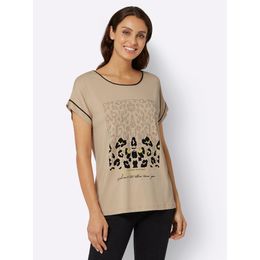 Kurzarmshirt Inspirationen "Shirt", Damen, Gr. 36, beige (sand, bedruckt), 95% Viskose, 5% Elasthan, bedruckt, gemustert, mehrfarbig, Rundhals, Shirts