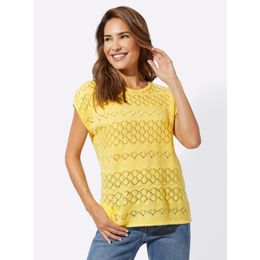 Ajourpullover Classic Basics "Ajour-Pullover", Damen, Gr. 38, gelb (zitrone), 100% Polyacryl, unifarben, Pullover
