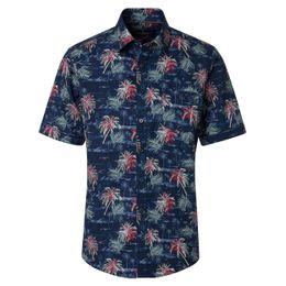 Kurzarmhemd Casamoda "Casamoda Freizeithemd Kurzarm Print", Herren, Gr. L, Normalgr&ouml;&szlig;en, dunkelblau, 100% Baumwolle, bedruckt, l&auml;ssig geschnitten, Hemden