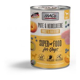 MAC's Dog Pute und Heidelbeeren Hunde-Nassfutter getreidefrei 6x400g
