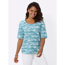 Kurzarmshirt Casual Looks "Shirt", Damen, Gr. 36, blau (ozean, wei&szlig;, bedruckt), 100% Baumwolle, bedruckt, gemustert, mehrfarbig, Rundhals, Shirts