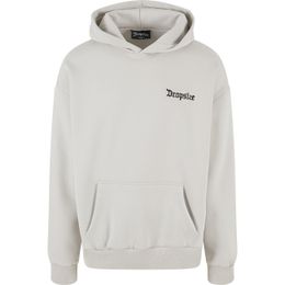 Kapuzensweatshirt DROPSIZE "Dropsize Herren Heavy Oversize Puffer Logo Backprint Hoodie", Herren, Gr. L, quitegrau, 70% Baumwolle, 30% Polyester, Rundhals, Sweatshirts