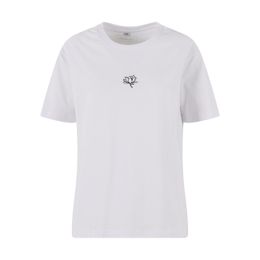 T-Shirt MISS TEE "Miss Tee Lotus EMB Tee", Damen, Gr. L, wei&szlig;, 100% Baumwolle, loose fit, Rundhals, Shirts T-Shirt