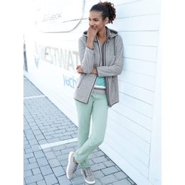 Fleecejacke Casual Looks, Damen, Gr. 38, grau (grau, meliert), 100% Polyester, unifarben, Jacken Fleecejacke
