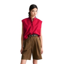Marc O'Polo Blusentop MARC O'POLO DENIM "aus Papertouch-Popeline", Damen, Gr. L, rot (vivid cherry), Obermaterial: 100% Baumwolle, unifarben, relaxed fit normal, normaler Saum, Blusen Blusentop