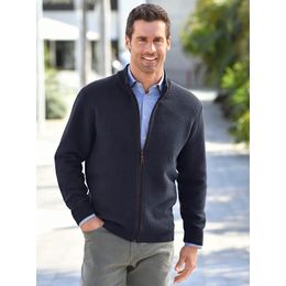 Strickjacke Marco Donati, Herren, Gr. 50, blau (marine), 50% Baumwolle, 50% Polyacryl, unifarben, Strickjacken Strickjacke
