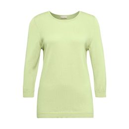 3/4 Arm-Pullover GOLDNER "Kurzgr&ouml;&szlig;e Strickpullover mit Ajourmuster", Damen, Gr. 21, gr&uuml;n (birke), Obermaterial: 50% Baumwolle CO. 50% Polyacryl PAN., normal, Rundhals, Sonstiges, Pullover, Ohne