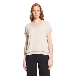 Kurzarmshirt Betty Barclay "Damen mit Stickerei", Damen, Gr. 36, beige (grau beige), Jersey, Obermaterial: 95% Viskose, 5% Elasthan, Basic, loose fit normal, V-Ausschnitt, Shirts