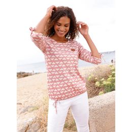 3/4-Arm-Shirt Casual Looks "Shirt", Damen, Gr. 36, rosenholz, ecru, bedruckt, 50% Baumwolle, 50% Modal, gemustert, mehrfarbig, Rundhals, Shirts 3/4-Arm-Shirt