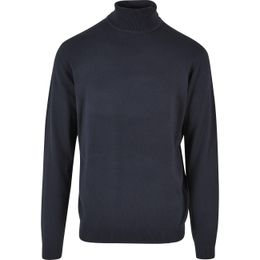 Rundhalspullover Urban Classics "Urban Classics Herren Knitted Turtleneck Sweater", Herren, Gr. L, blau (navy), 70% Viskose, 30% Polyamid, unifarben, slim fit, herzf&ouml;rmiger Ausschnitt, Pullover Rundhalspullover