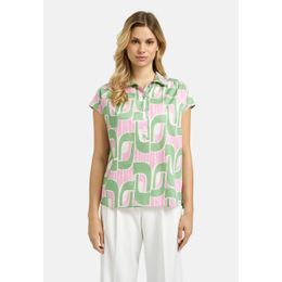 Kurzarmbluse Milano Italy, Damen, Gr. 36, orchid, Web, Material: 100% Baumwolle, bedruckt, regular fit normal, hoch geschlossener Ausschnitt, offene Kante, Blusen, aus Baumwolle