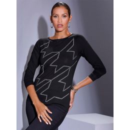 CR&Eacute;ATION L Langarmshirt CREATION L "Shirt", Damen, Gr. 38, schwarz, 95% Viskose, 5% Elasthan, unifarben, U-Boot-Ausschnitt, Shirts Langarmshirt