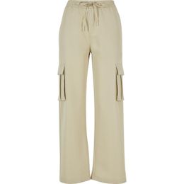 Stoffhose Urban Classics "Urban Classics Damen Ladies Vicose Straight Leg Cargo Pants", Damen, Gr. XXL, US-Gr&ouml;&szlig;en, concrete, 68% Viskose, 32% Polyester, unifarben, loose fit, Hosen Stoffhose