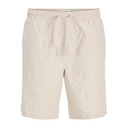 Jack & Jones Jogginghose JACK & JONES "JPSTJAIDEN RIVIERA TEXTURE SHORT REG", Herren, Gr. L, N-Gr, beige (feather gray), angeraute Sweatware, Obermaterial: 100% Baumwolle, unifarben, regular fit kniefrei, Hosen Jogginghose, mit elastischem Bund