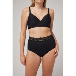 Shapingslip YSABEL MORA, Damen, Gr. S, schwarz, Single Jersey, Obermaterial: 90% Baumwolle, 10% Elasthan, k&ouml;rpernah, Unterhosen, Baumwollmix, elastisch, leichter Shape-Effekt, Spitze