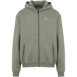 Sweatjacke Karl Kani "Karl Kani Small Signature Essential Os Zip Hoodie", Herren, Gr. M, gr&uuml;n, 65% Baumwolle, 35% Polyester, Sweatjacken Sweatjacke